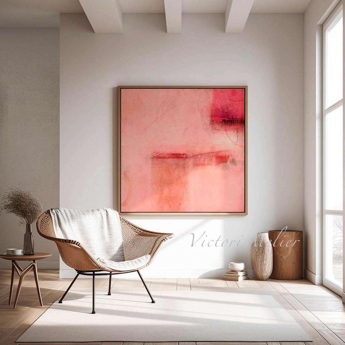 Minimalist Abstract Pink Wall Art - Etsy