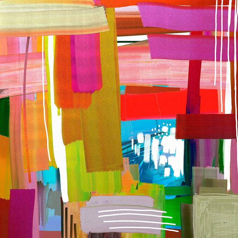 Colorful Multicolor Abstract Painting, Wall Art Print, Abstract ...