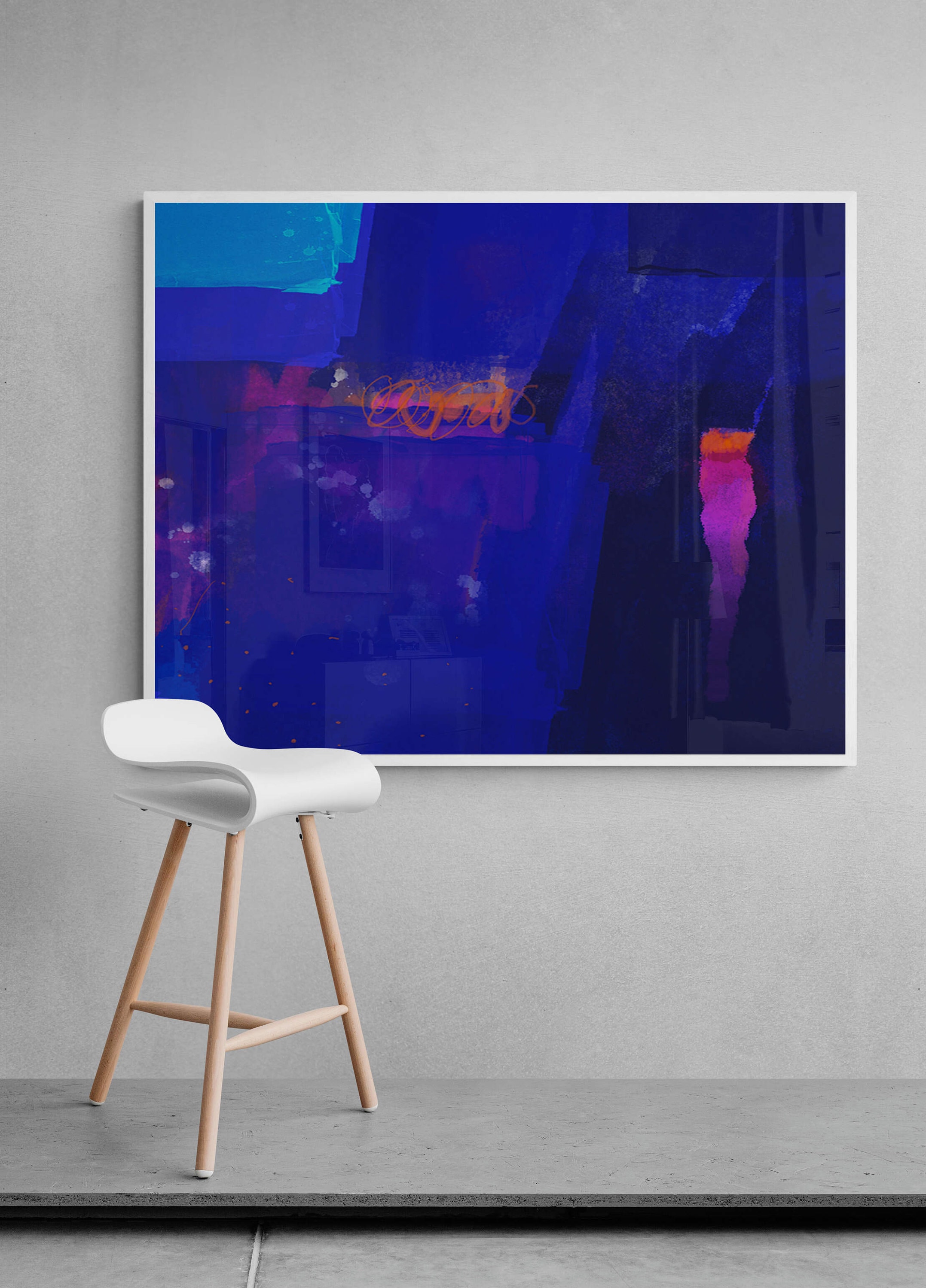 Modern Vibrant Blue Abstract Art Print Painting Printable | Etsy