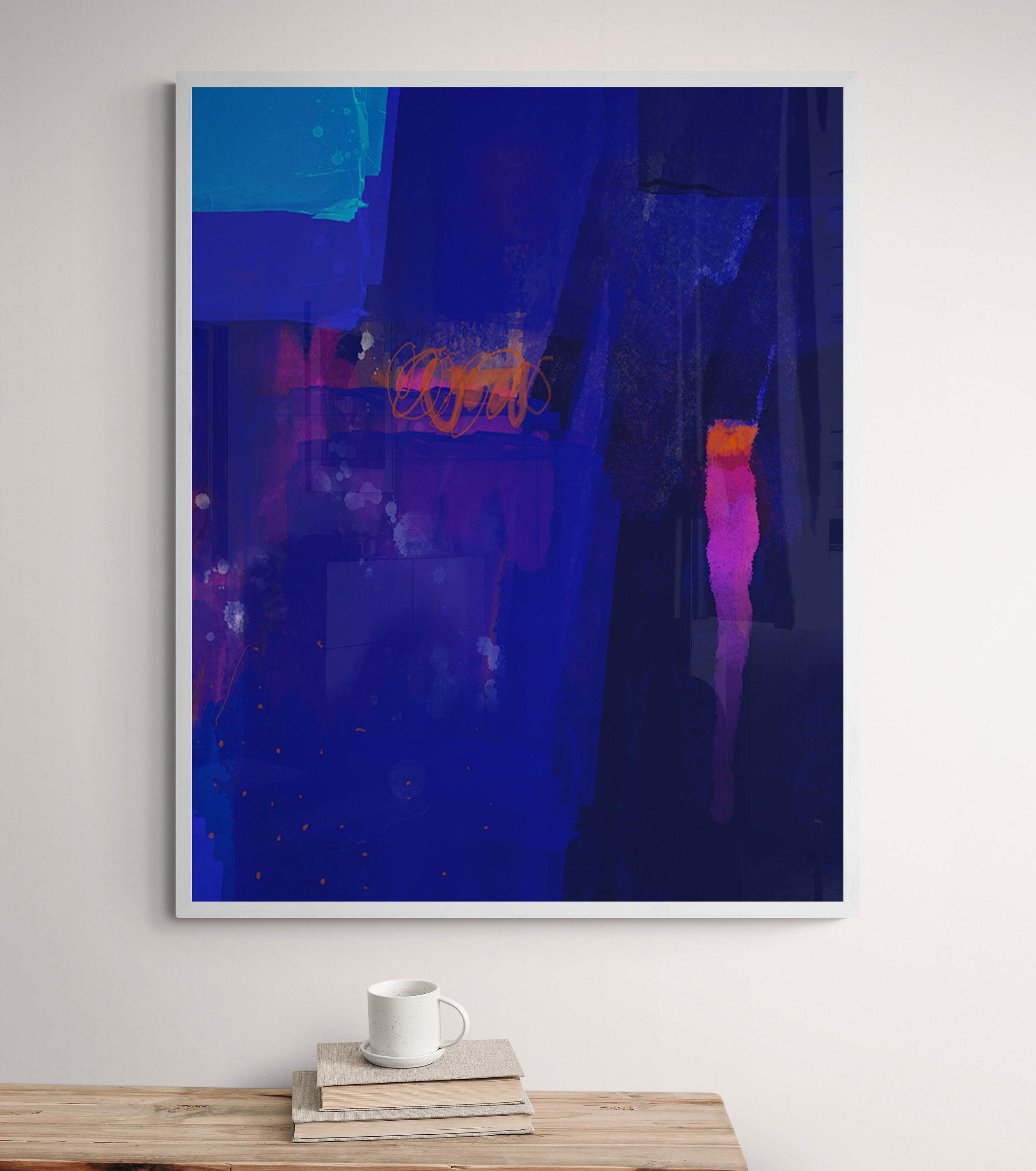 Modern Vibrant Blue Abstract Art Print Painting Printable | Etsy