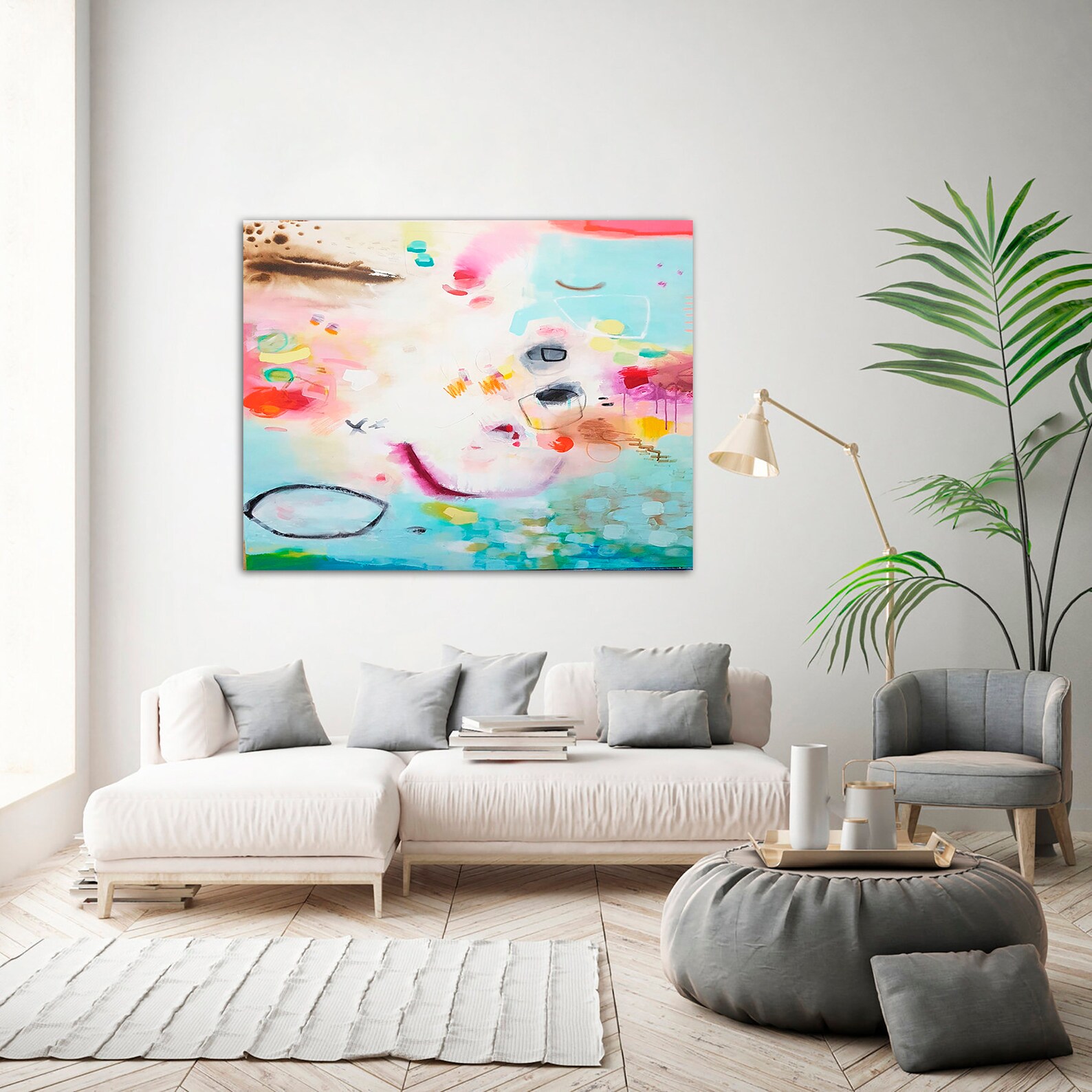 Teal Abstract Art Print Boho Art Print Large Wall Art | Etsy