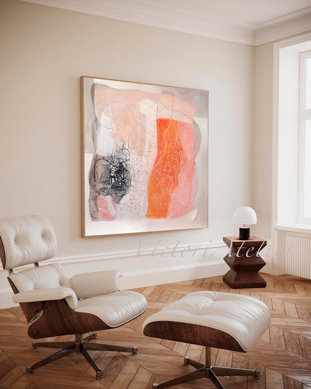 Light Pink Coral Minimalist Abstract Art Print, Modern and Minimal ...