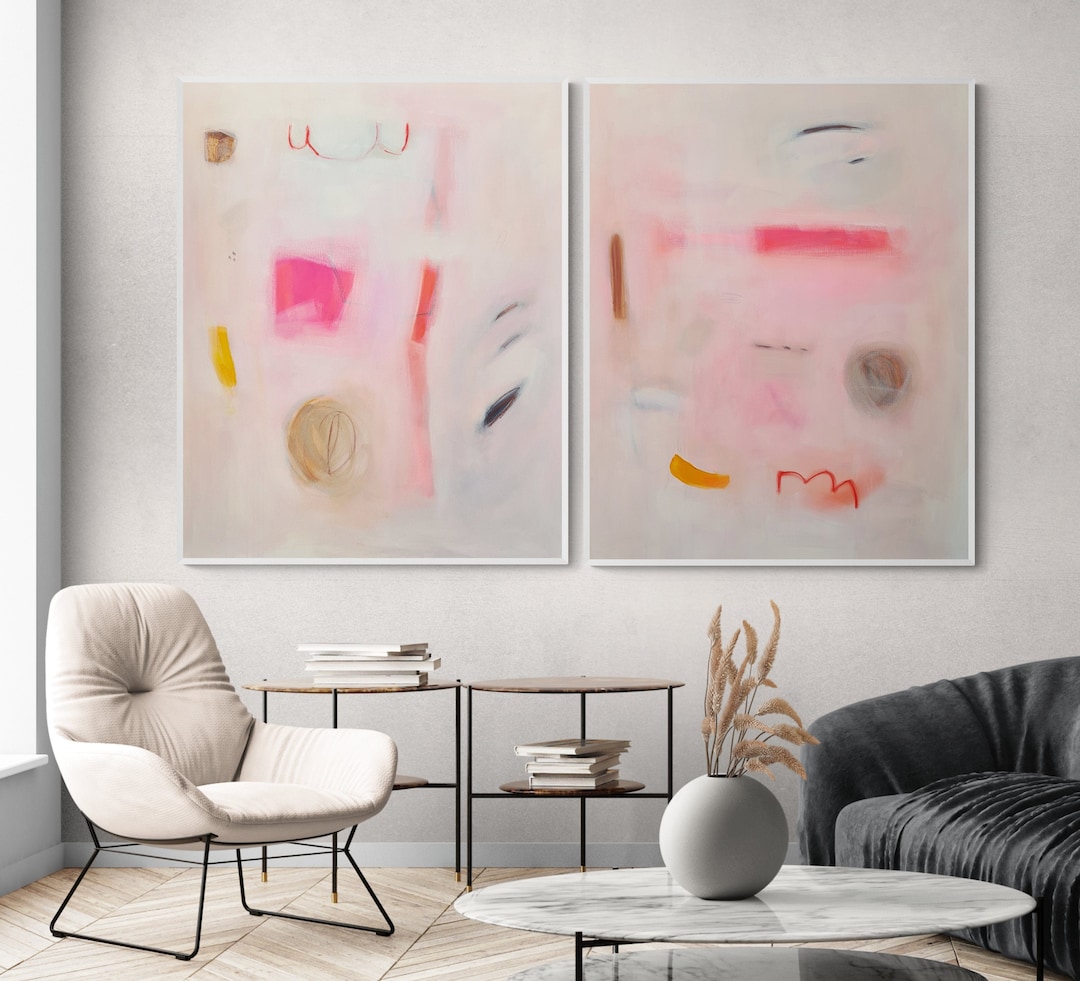 Original Abstract Painting Set of 2 Abstract Extra Large Wall - Etsy