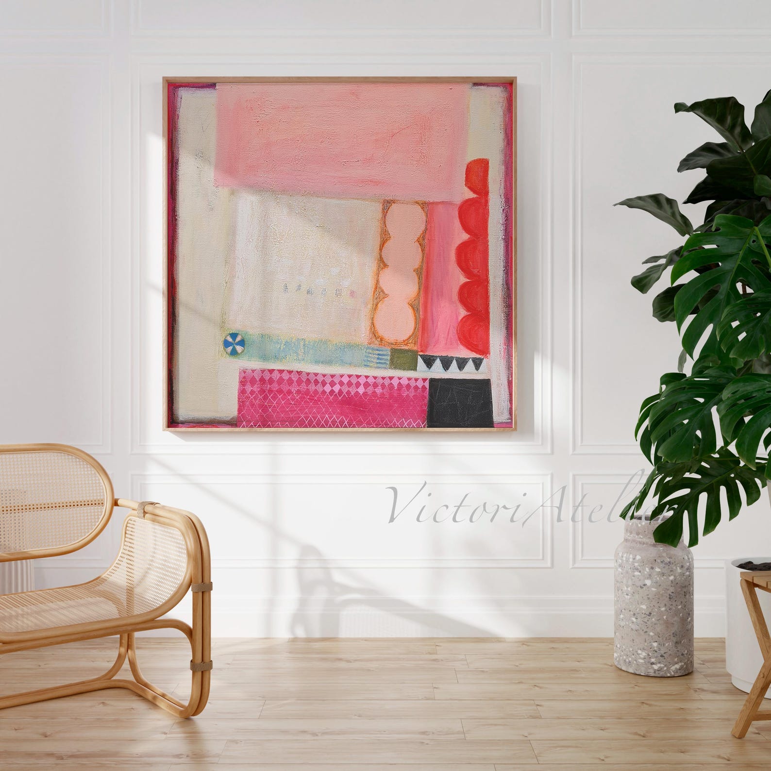 Pink Cherry Abstract Art Print, Large Multicolor Giclée - Etsy