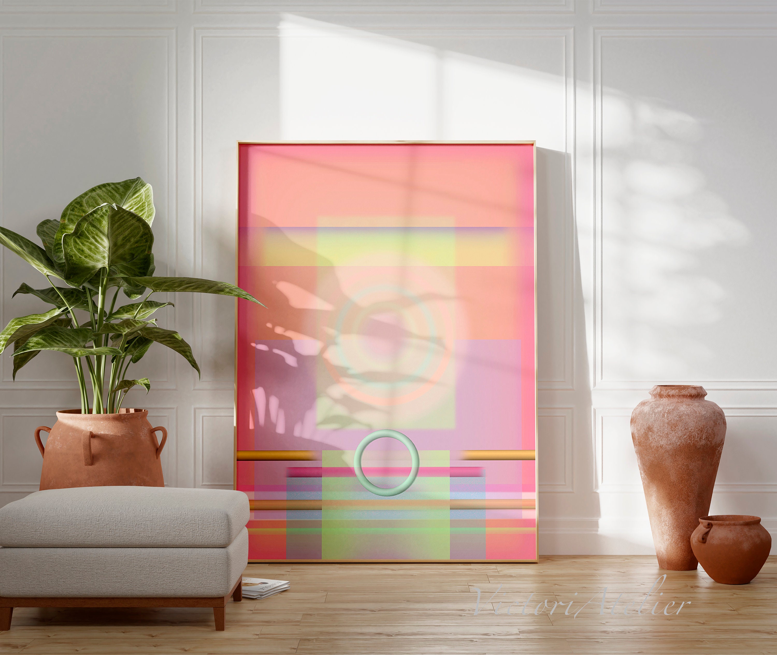 Pink Lilac Green Gradient Abstract Art, Trendy Giclée Print - Etsy