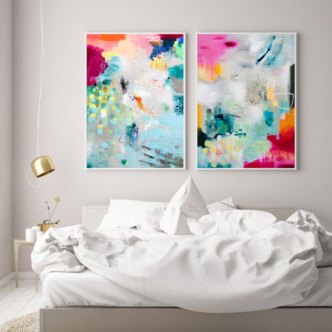 Abstract Prints Set Multicolored, Set of 2 Large Prints, Set of Two ...