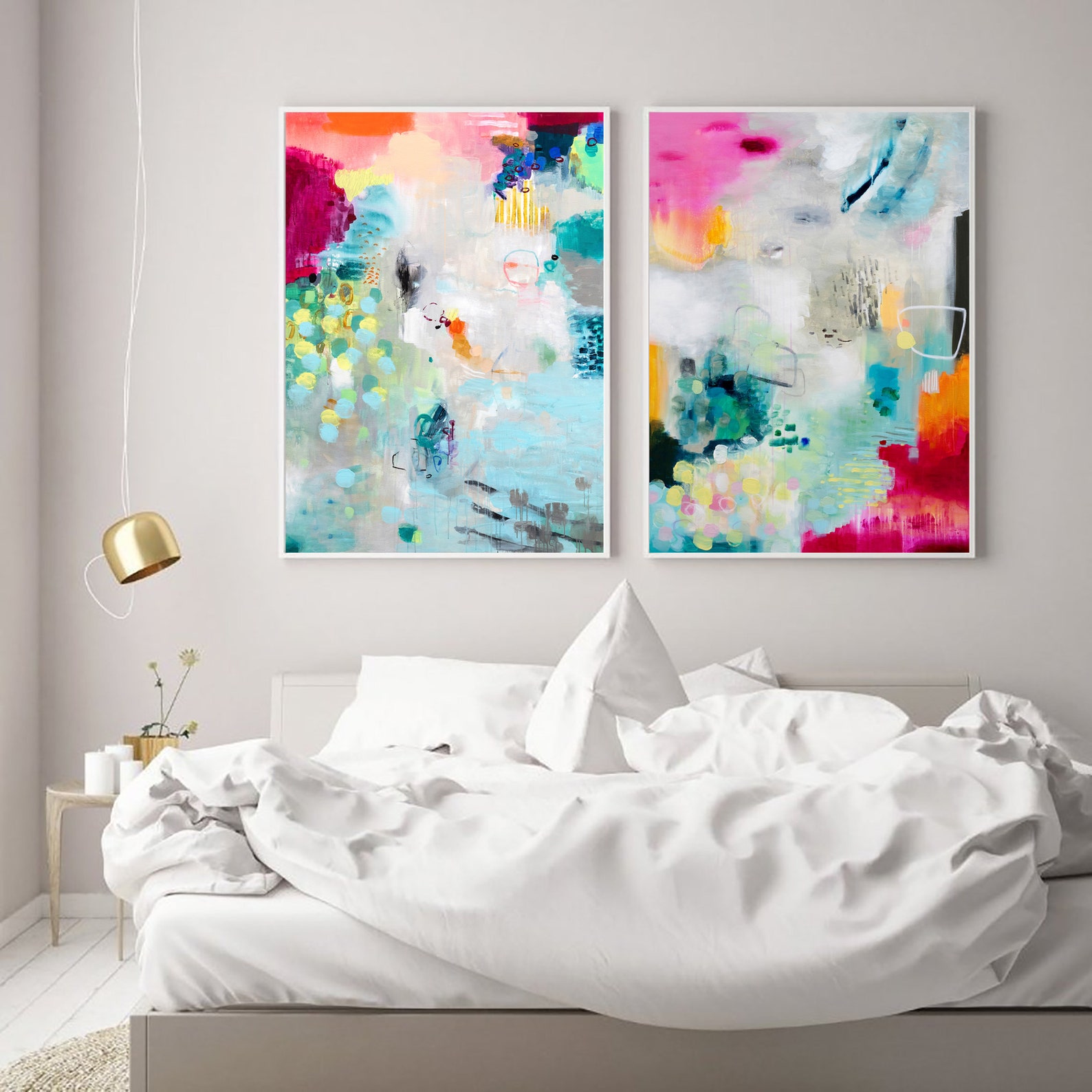 Abstract Prints Set Multicolored Set of 2 Large Prints Set | Etsy