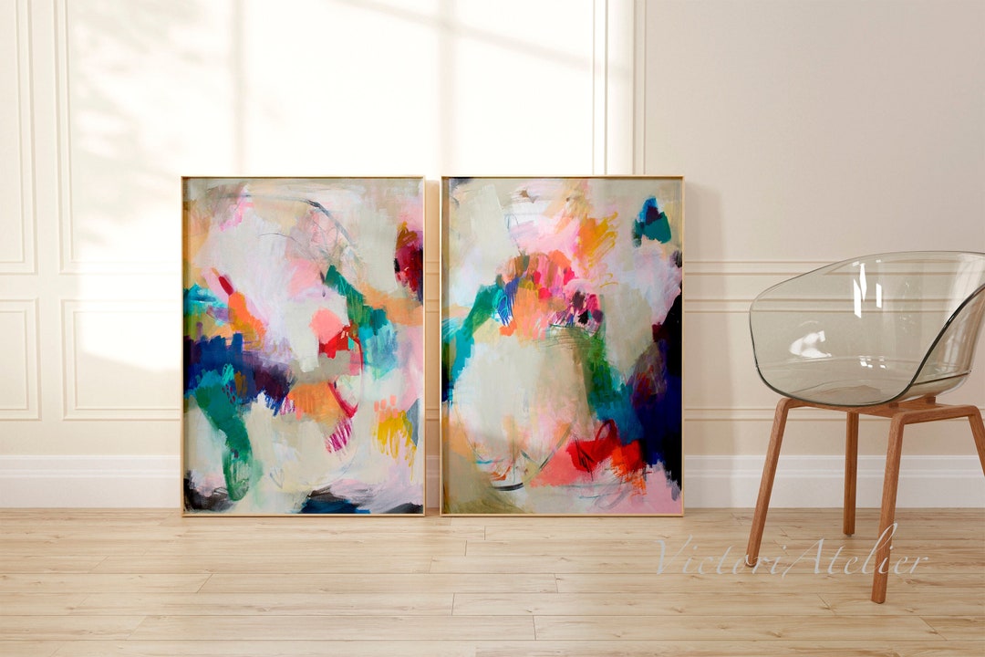 Set of 2 Extra Large Prints, Acrylic Abstract Painting Giclee of ...