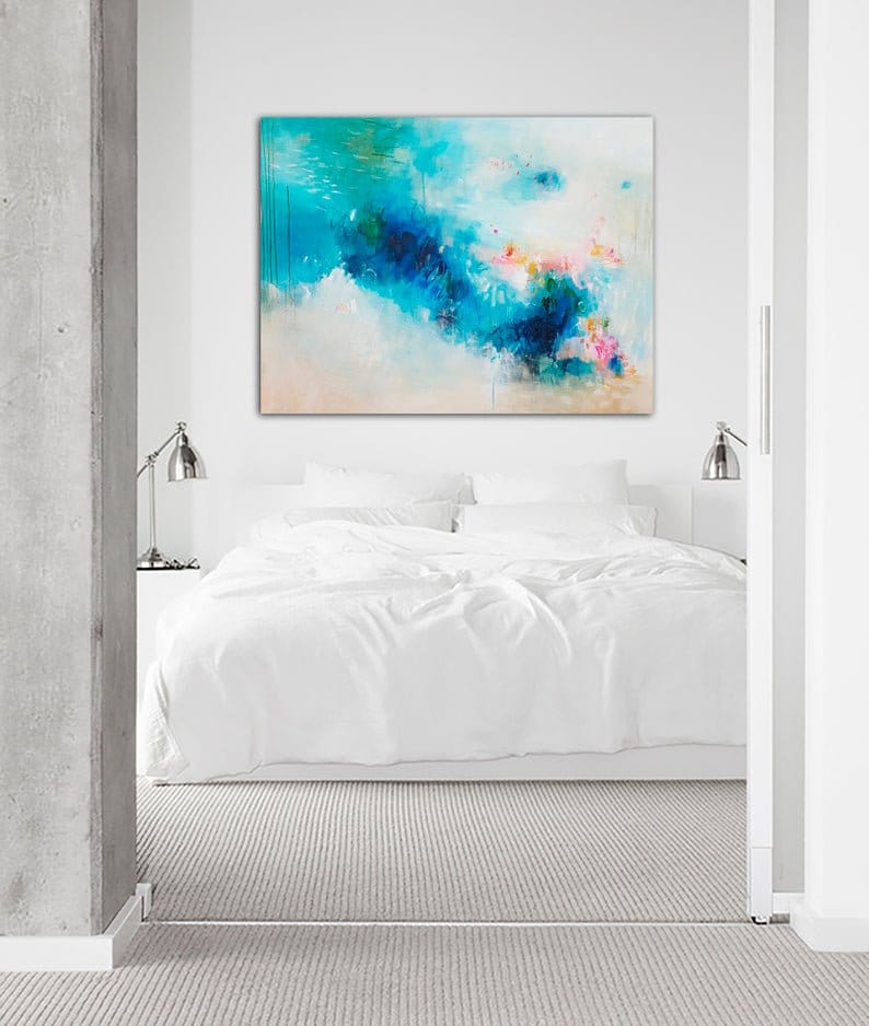 Extra Large Turquoise Wall Art Print Light Blue Abstract | Etsy