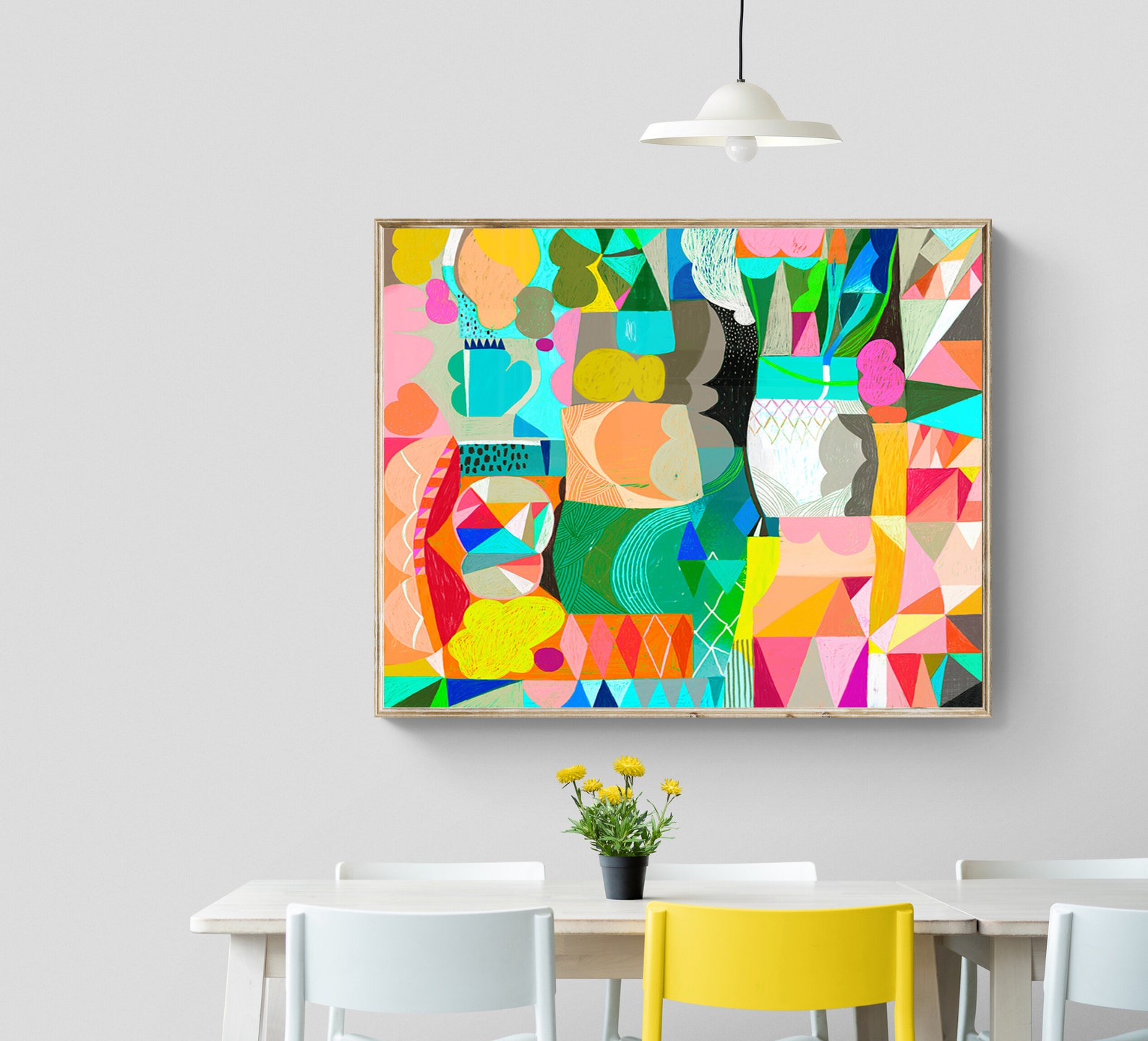 Colorful Geometric Abstract Painting Print Vibrant Multicolor | Etsy