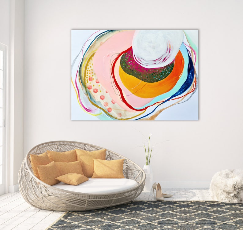 Bright and Colorful Abstract Painting Print Abstract Shapes - Etsy