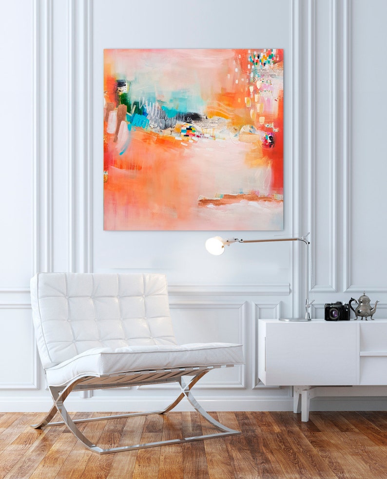 Vibrant orange colorful abstract art print Coloured abstract | Etsy