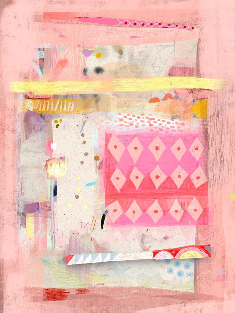 Light Pink Abstract Art Print, Modern Trendy Wall Decor - Etsy