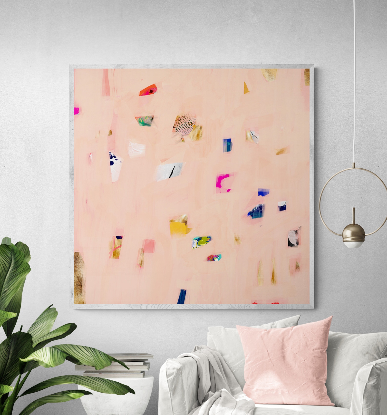 Abstract Minimalist Art, Extra Large Abstract Print, Light Pastel Coral ...