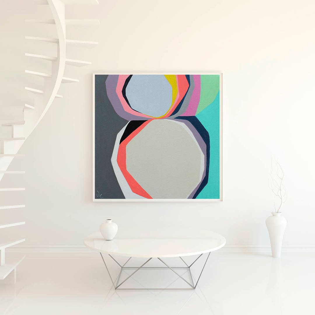 Gray Abstract Geometric Wall Art, Minimalist Modern Giclee Print ...
