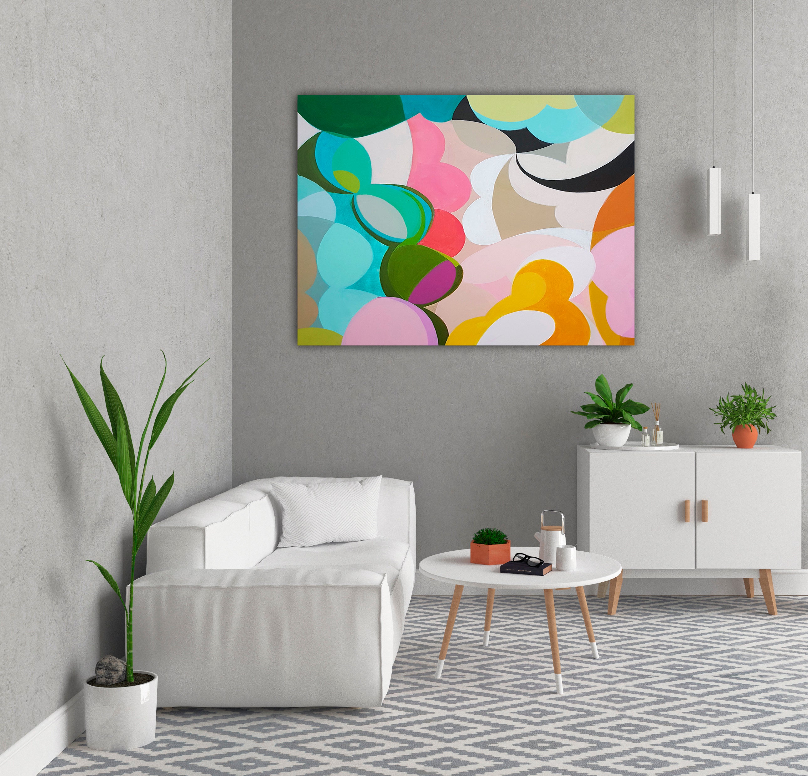 Abstract art print Multicolor large wall art Geometric pop | Etsy