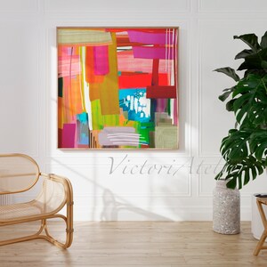 Colorful Multicolor Abstract Painting, Wall Art Print, Abstract ...