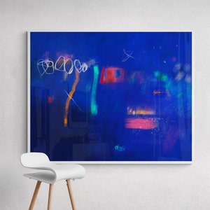 Royal Blue Modern Abstract Wall Art, Blue Abstract Painting, Bright ...