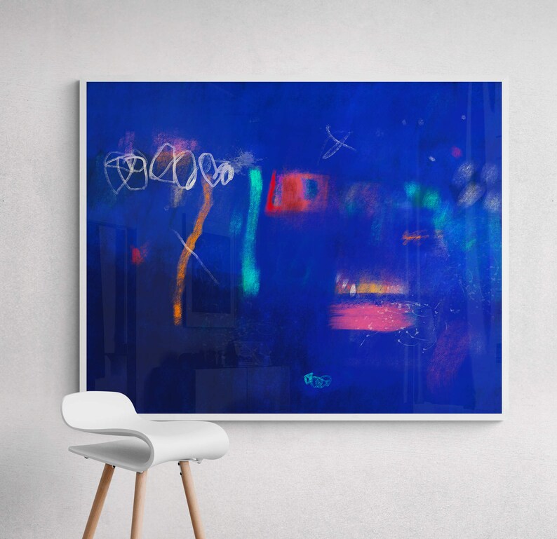 Royal Blue Modern Abstract Wall Art Blue Abstract Painting - Etsy