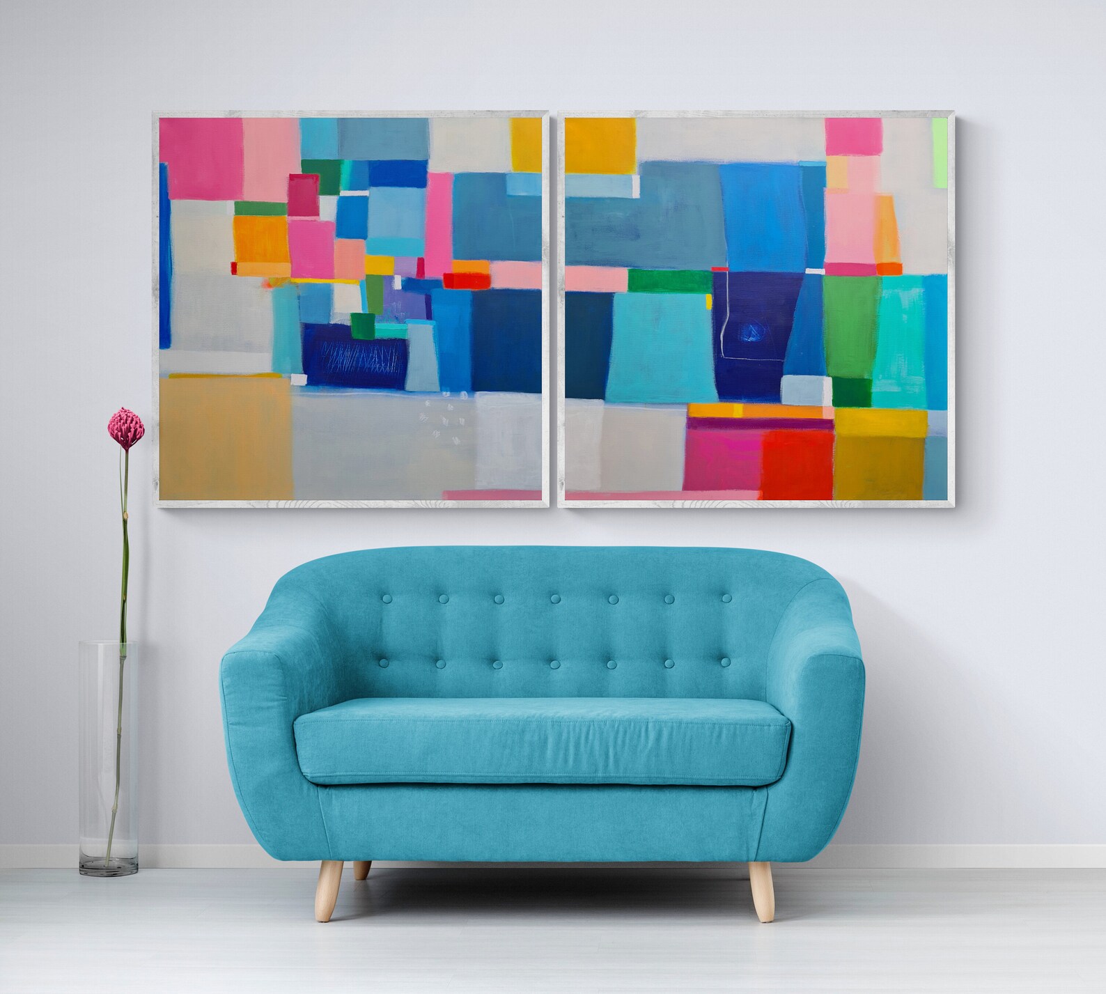 Abstract Prints Set, Set of 2 Large Prints, Colorful Multicolor Large ...