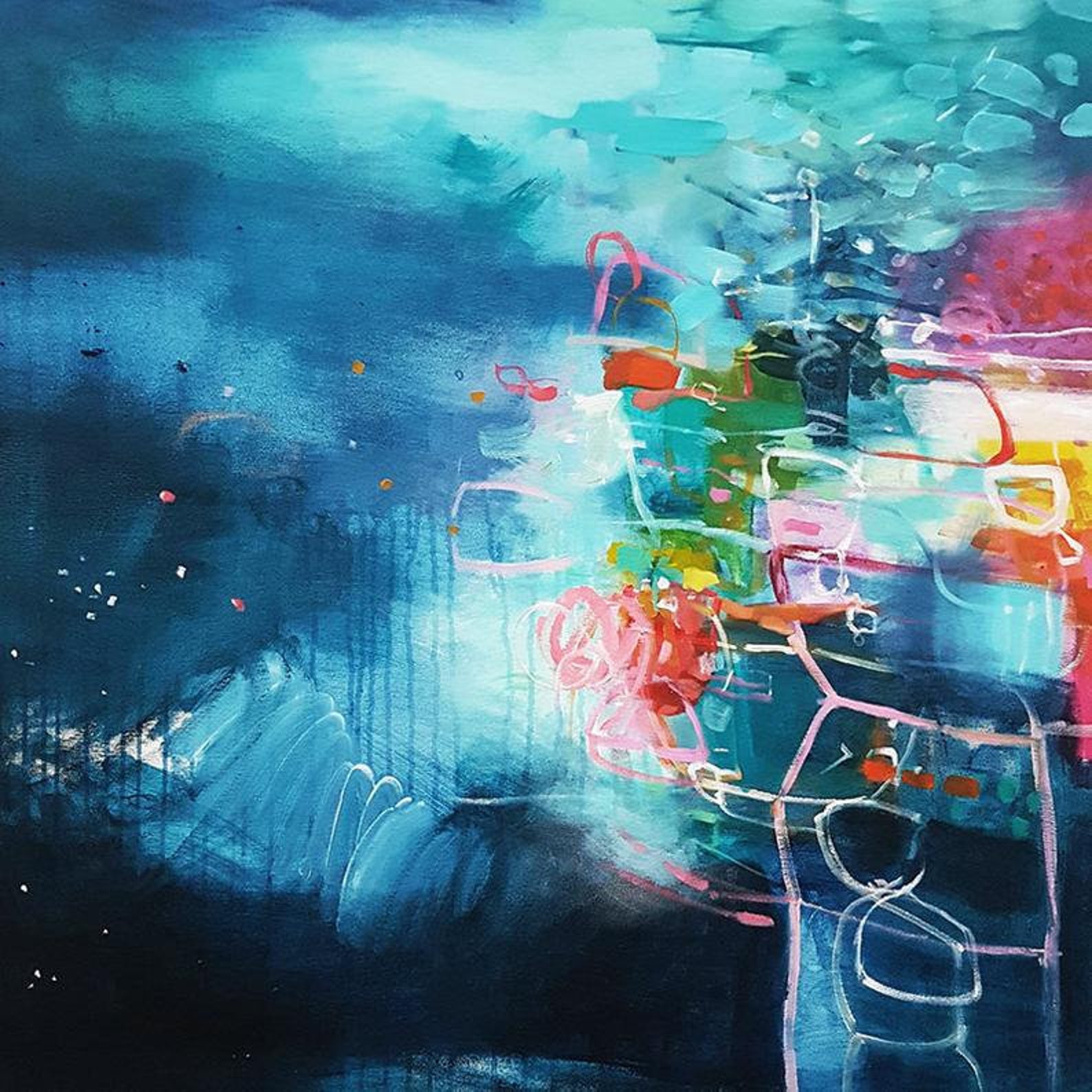 Navy Blue Painting Print Abstract Painting Print Large Wall - Etsy