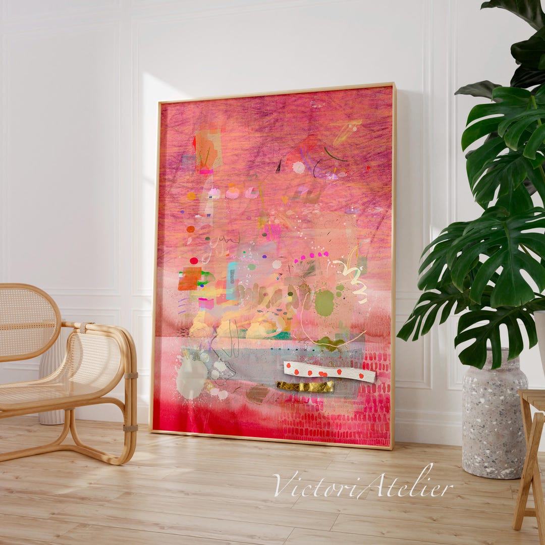 Pink Abstract Art Print, Modern Colorful Wall Decor - Etsy
