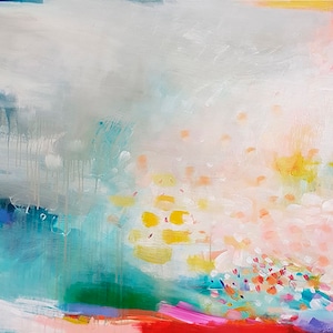 Abstract Landscape Print, Horizontal Abstract Art, White Multicolor ...