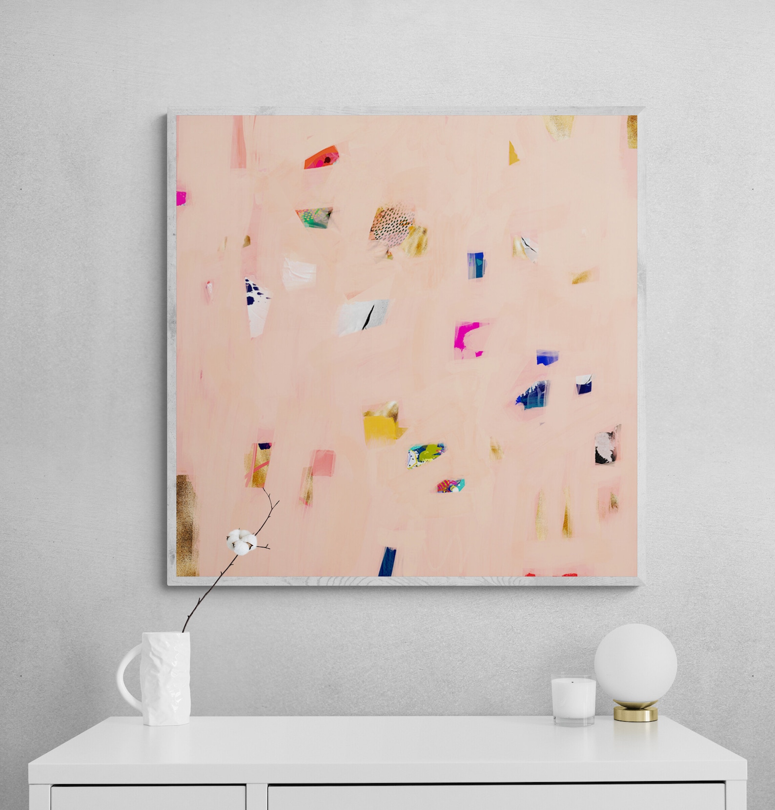 Abstract Minimalist Art, Extra Large Abstract Print, Light Pastel Coral ...