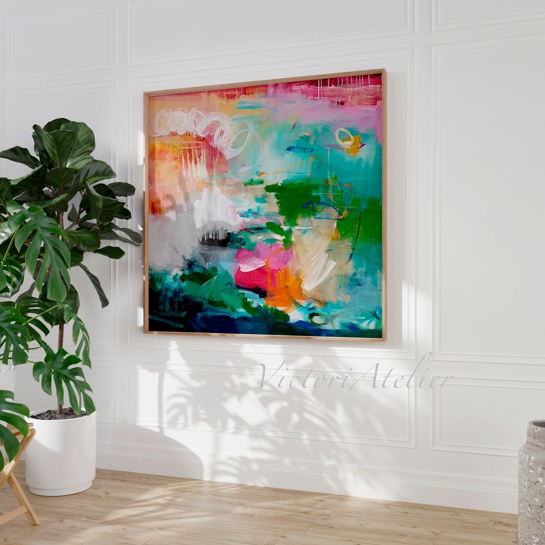 Large Abstract Landscape Art Print, Bright Tropical Colors - Etsy