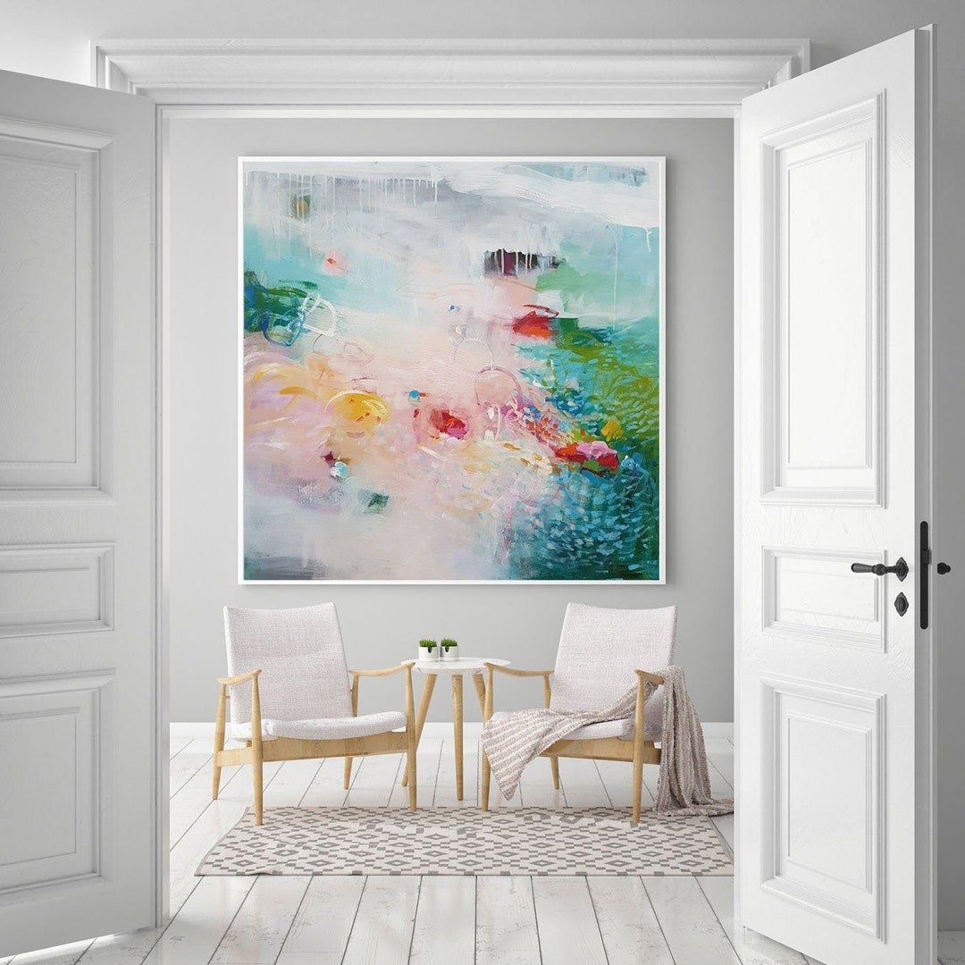 Abstract Landscape Art Print on Canvas, Floral Abstract Landscape ...