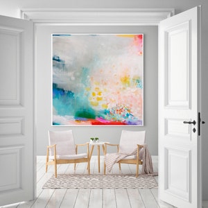 Abstract Landscape Print, Horizontal Abstract Art, White Multicolor ...