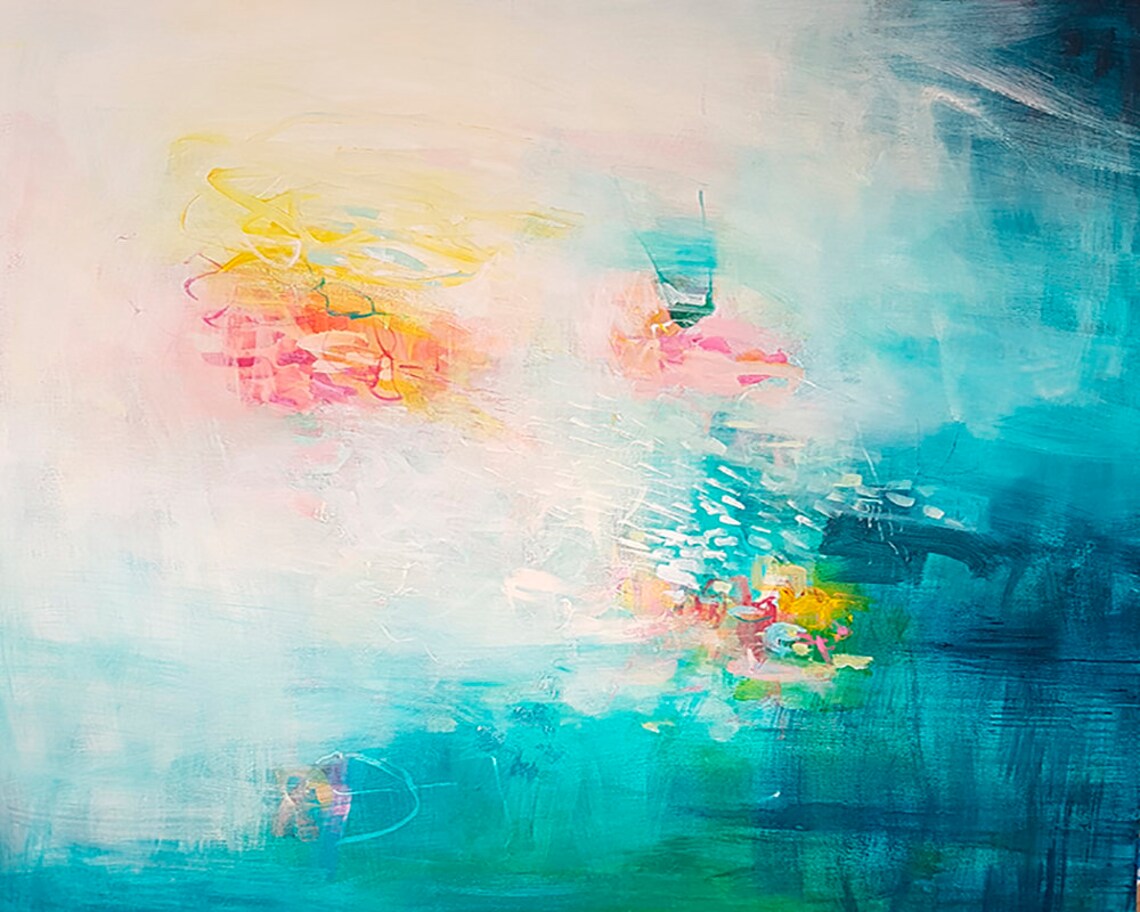 Blue Abstract Extra Large Print for Living Room Decor Beach - Etsy