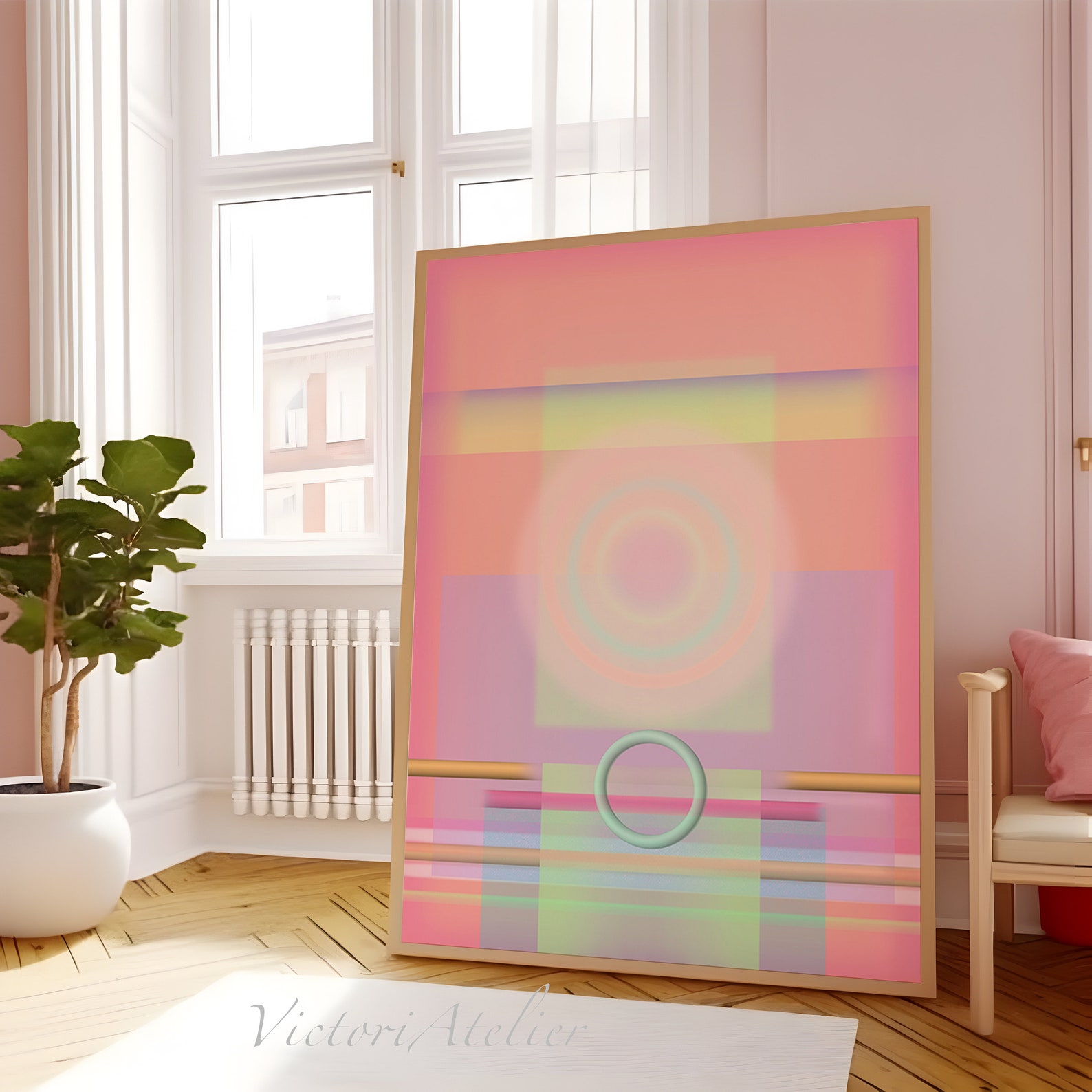 Pink Lilac Green Gradient Abstract Art, Trendy Giclée Print - Etsy