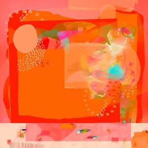 Bright Orange Painting Print, Orange Pink Large Abstract Art, Modern ...