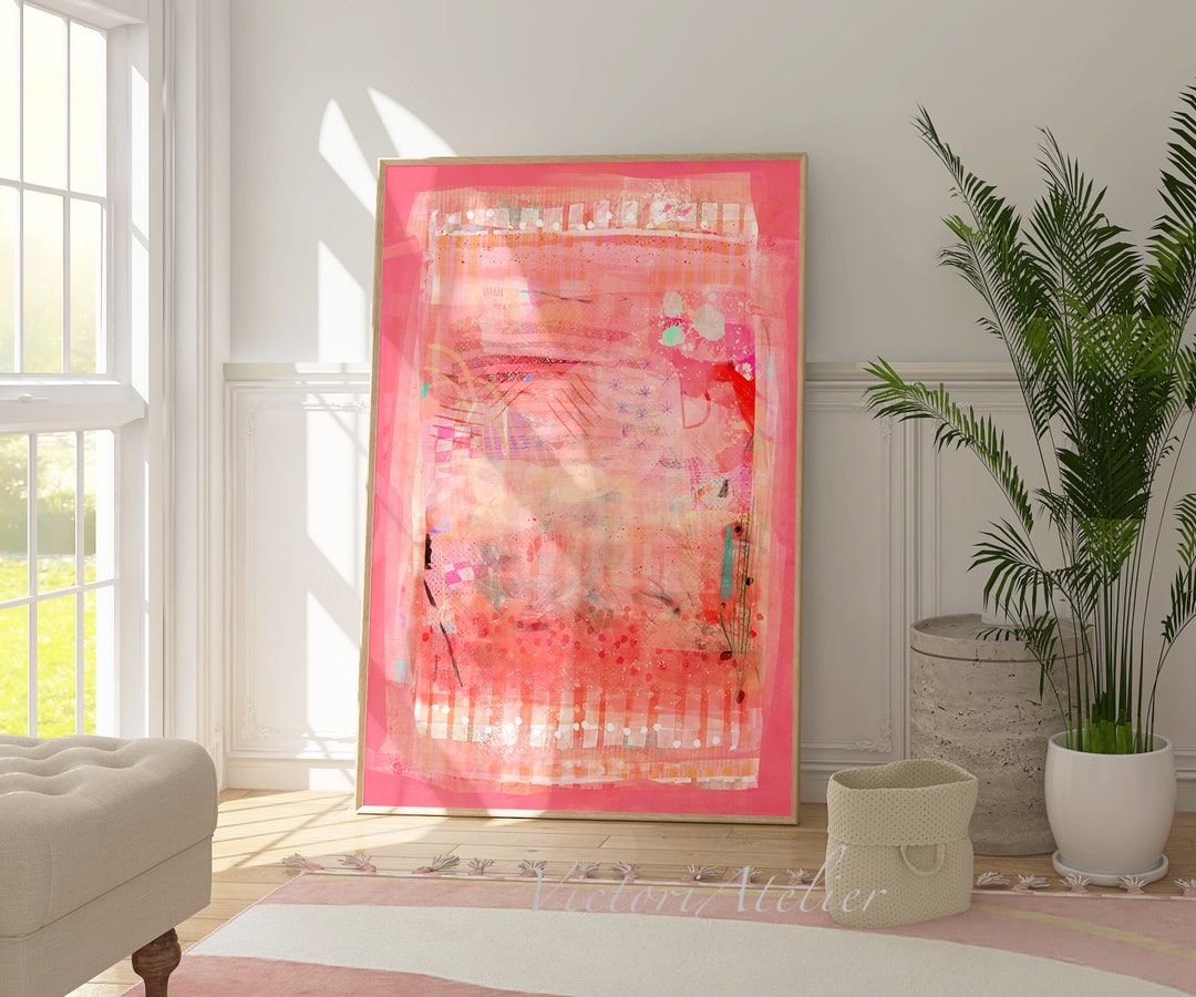 Pink Magenta Abstract Painting Print, Extra Large Modern Abstract ...