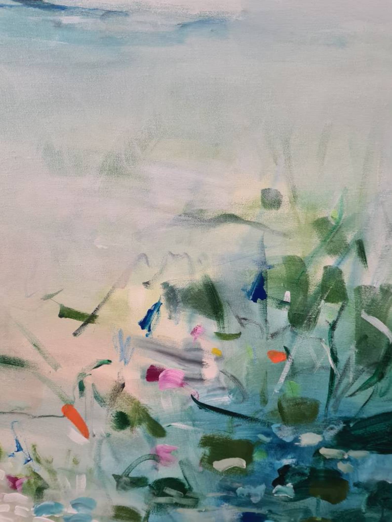 Set 2 Calm Beach Scenery, Green and Beige Large Abstract Art, Coastal ...