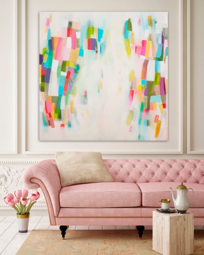 Light Pink and Multicolored Wall Art Printabstract Painting - Etsy