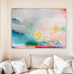 Abstract Landscape Print, Horizontal Abstract Art, White Multicolor ...