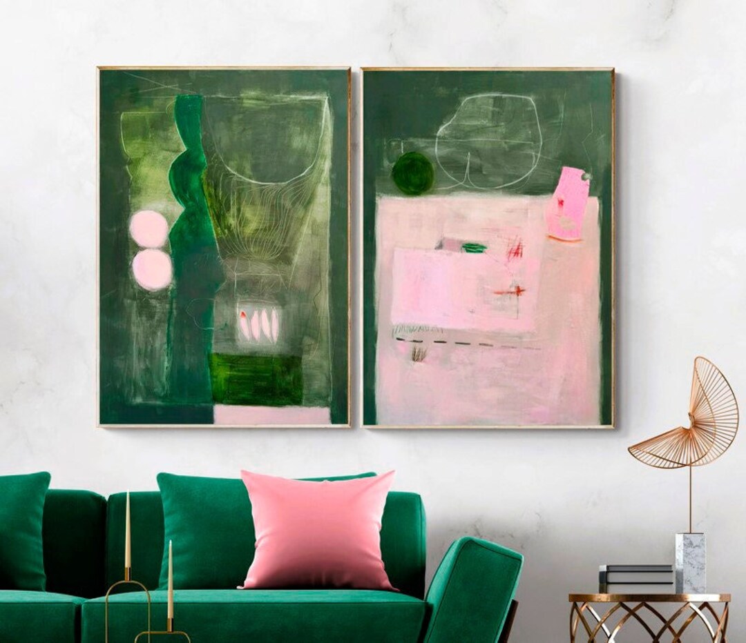 Abstract Art Set of 2 Extra Large Absract Painting Modern - Etsy