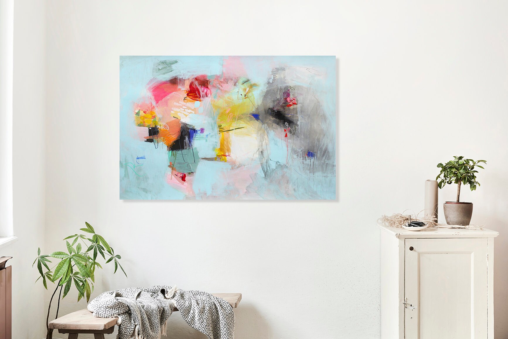 Abstract Print Light Blue Wall Art Large Abstract Art | Etsy