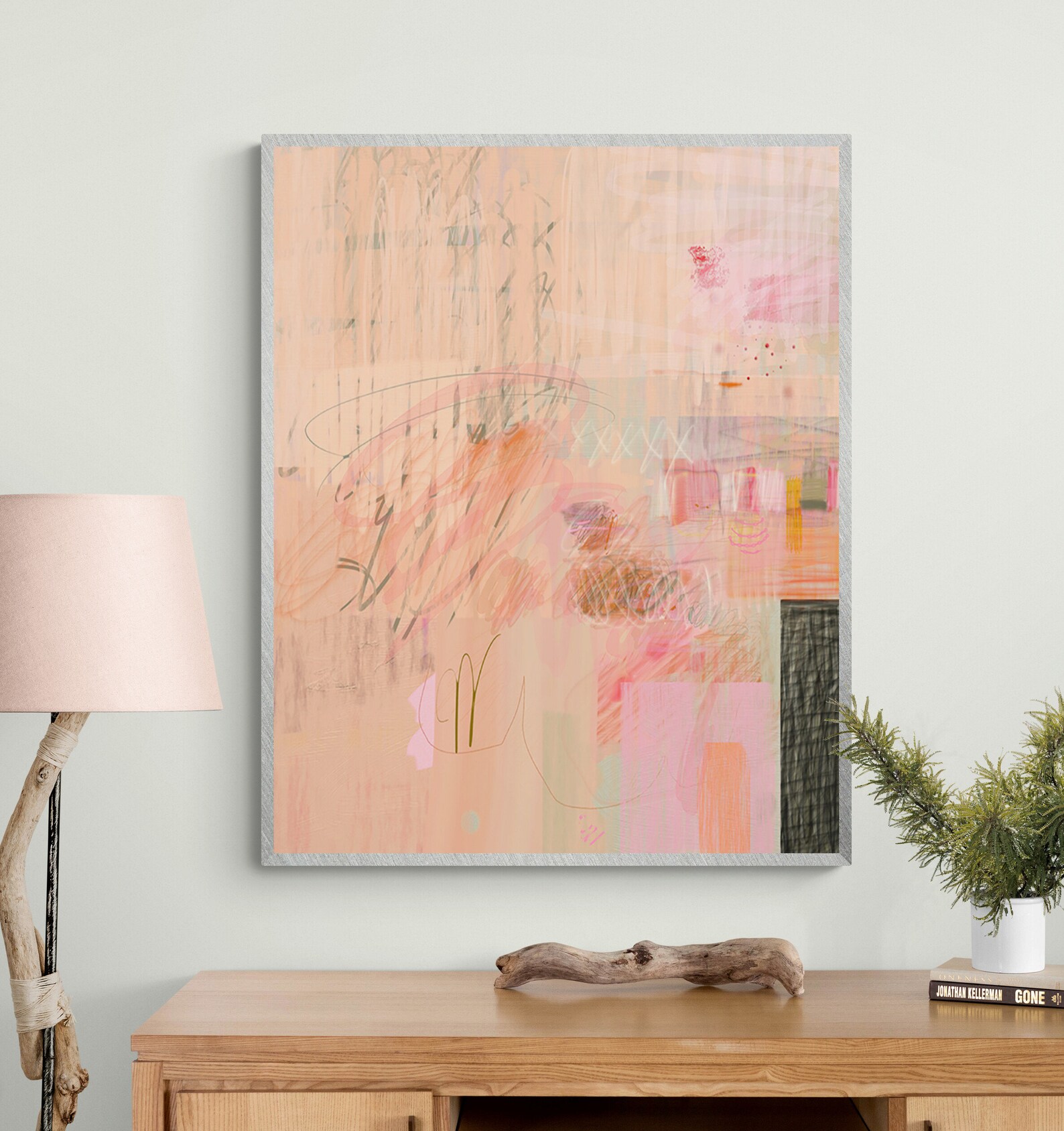 Light Coral Modern Abstract Wall Art Printable Art Print Wall - Etsy