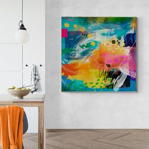 Colorful and Vibrant Abstract Wall Art, Bright Abstract Modern Painting ...