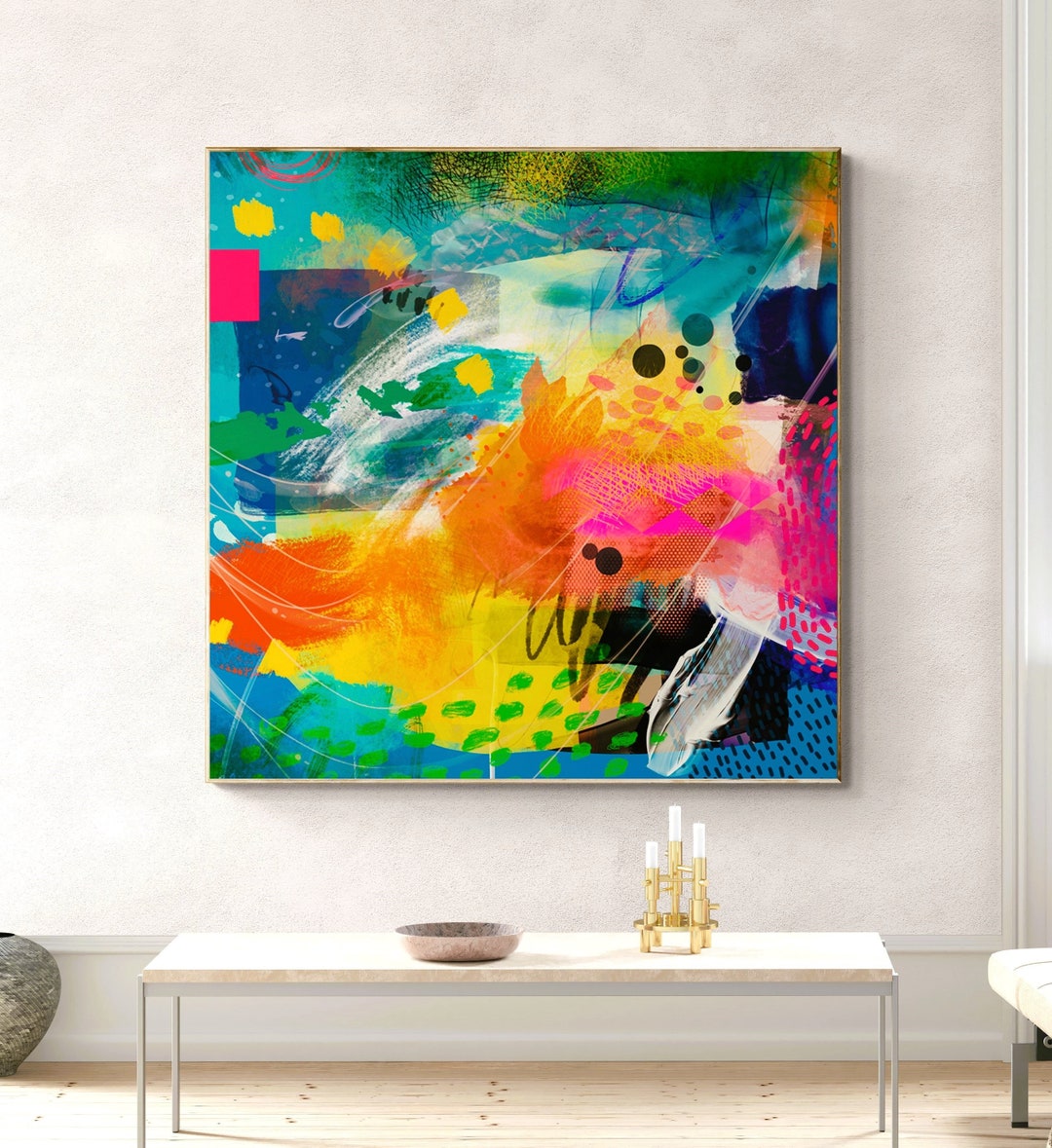 Colorful and Vibrant Abstract Wall Art Bright Abstract Modern - Etsy