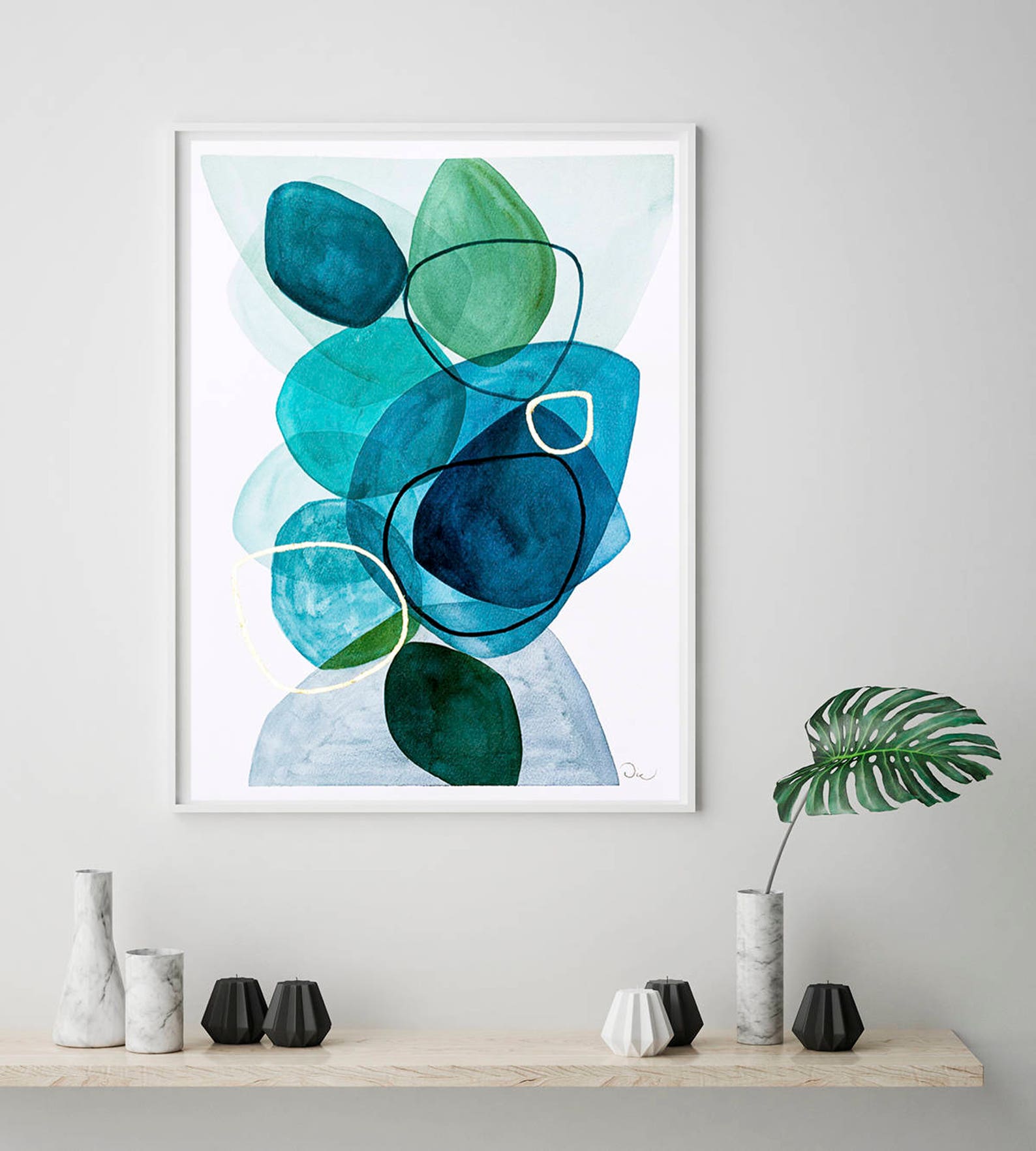 Abstract Art Print Blue Geometric Art Painting Print - Etsy