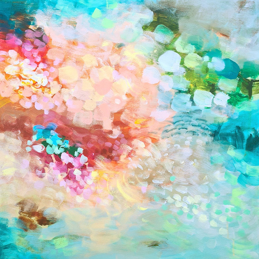 Light Blue Abstract Floral Giclée Print, Large Wall Art - Etsy