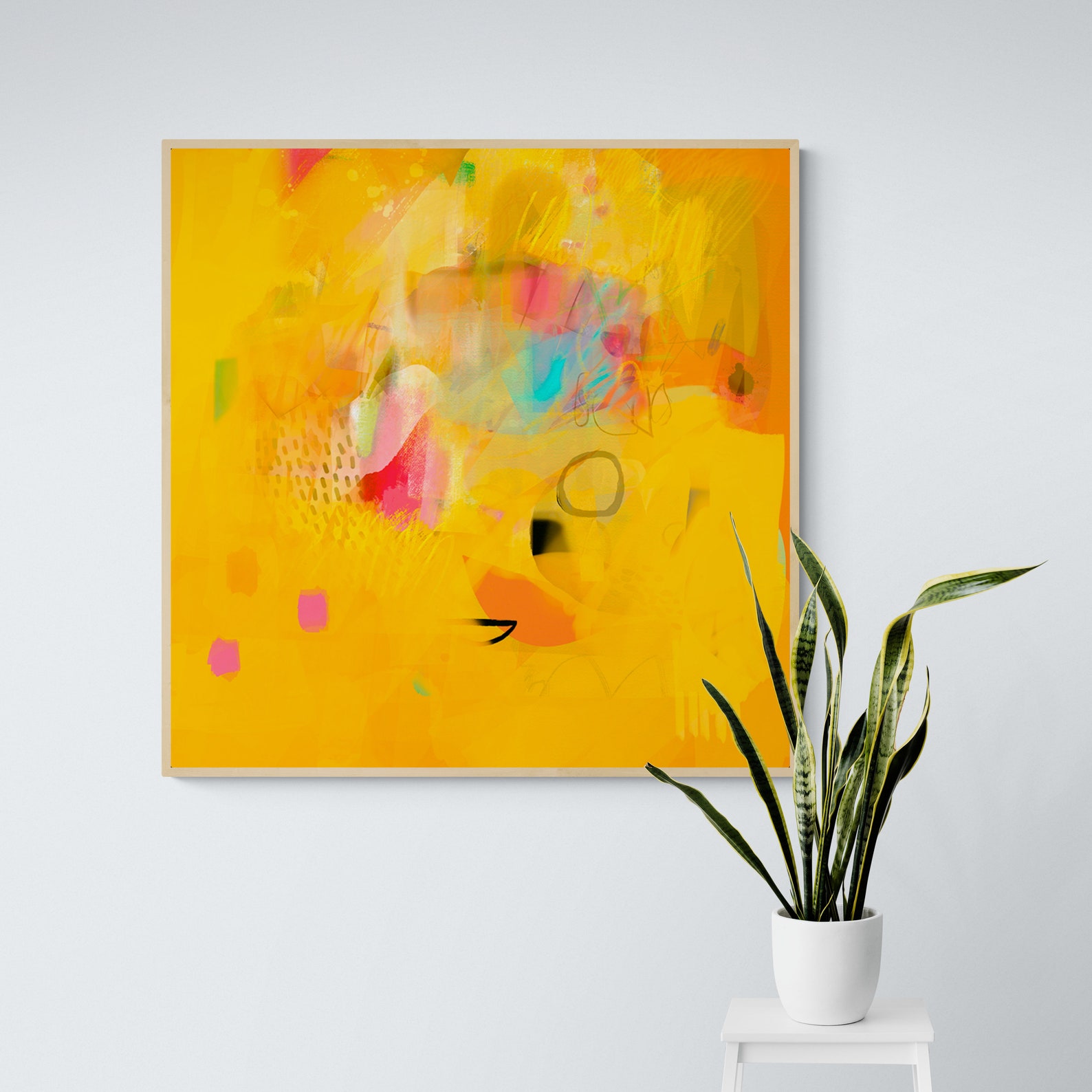 Bright and Vibrant Yellow Wall Art Abstract Painting Print - Etsy