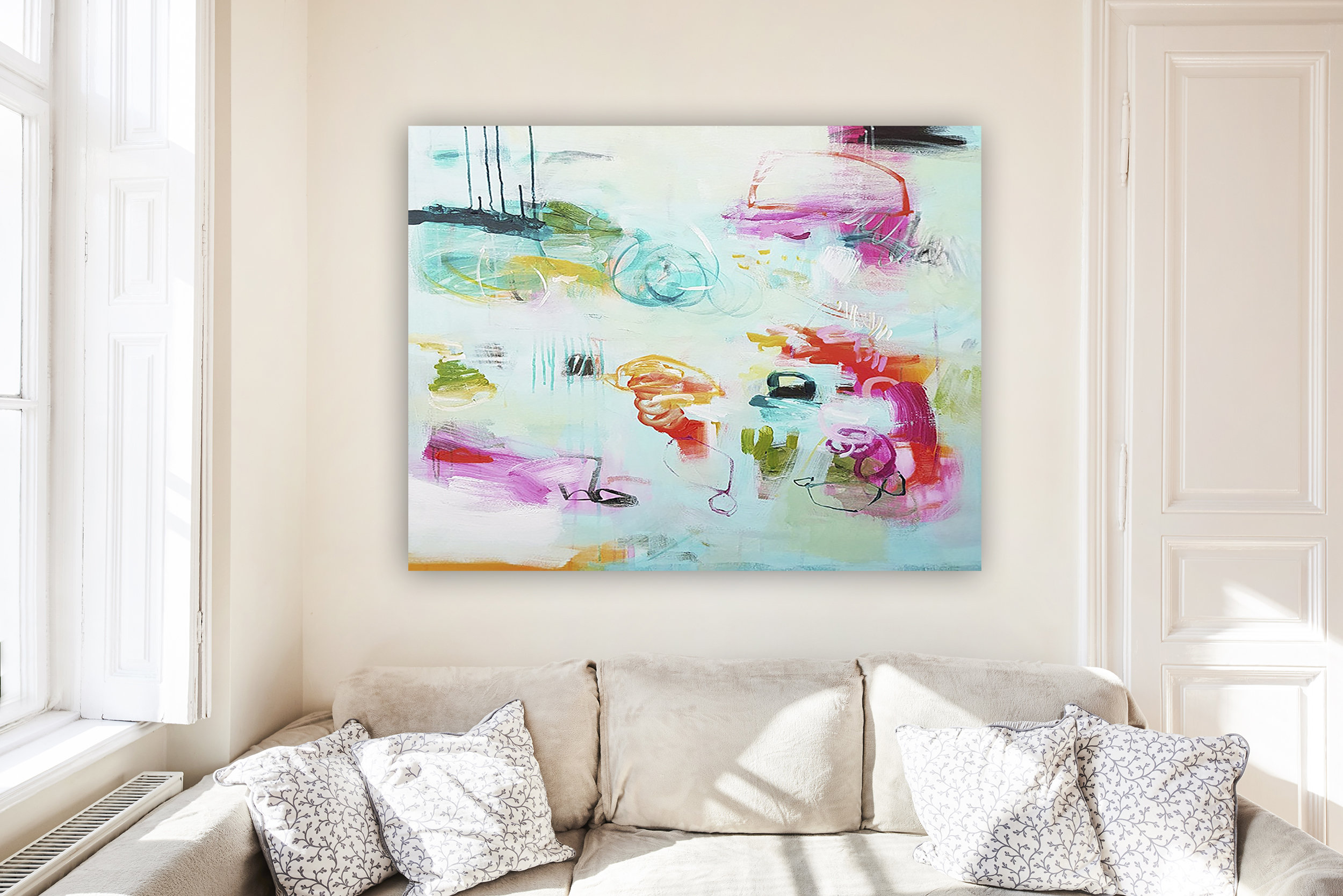 Abstract Art Print, Teal Green Mint, Modern Painting, Giclée ...