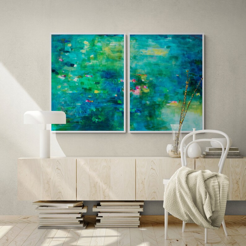 Abstract Prints Set Set of 2 Large Prints Tropical Landscape - Etsy