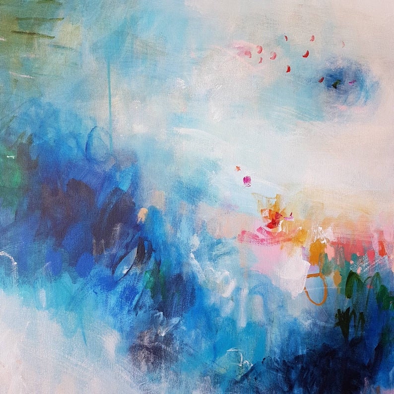 Extra Large Turquoise Wall Art Print Light Blue Abstract - Etsy