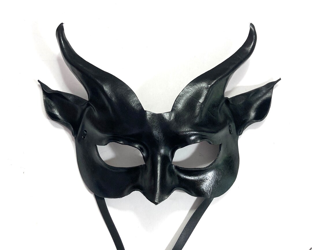Black Leather Goat Mask Entirely Handcrafted Costume Halloween Mardi ...